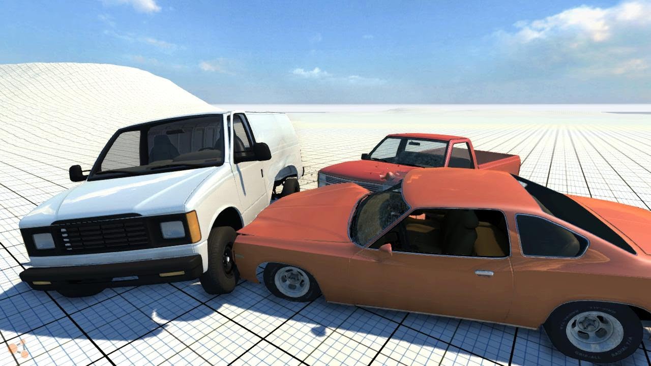 BeamNG DRIVE Alpha - Van vs Pickup vs Bruckell Moonhawk - YouTube