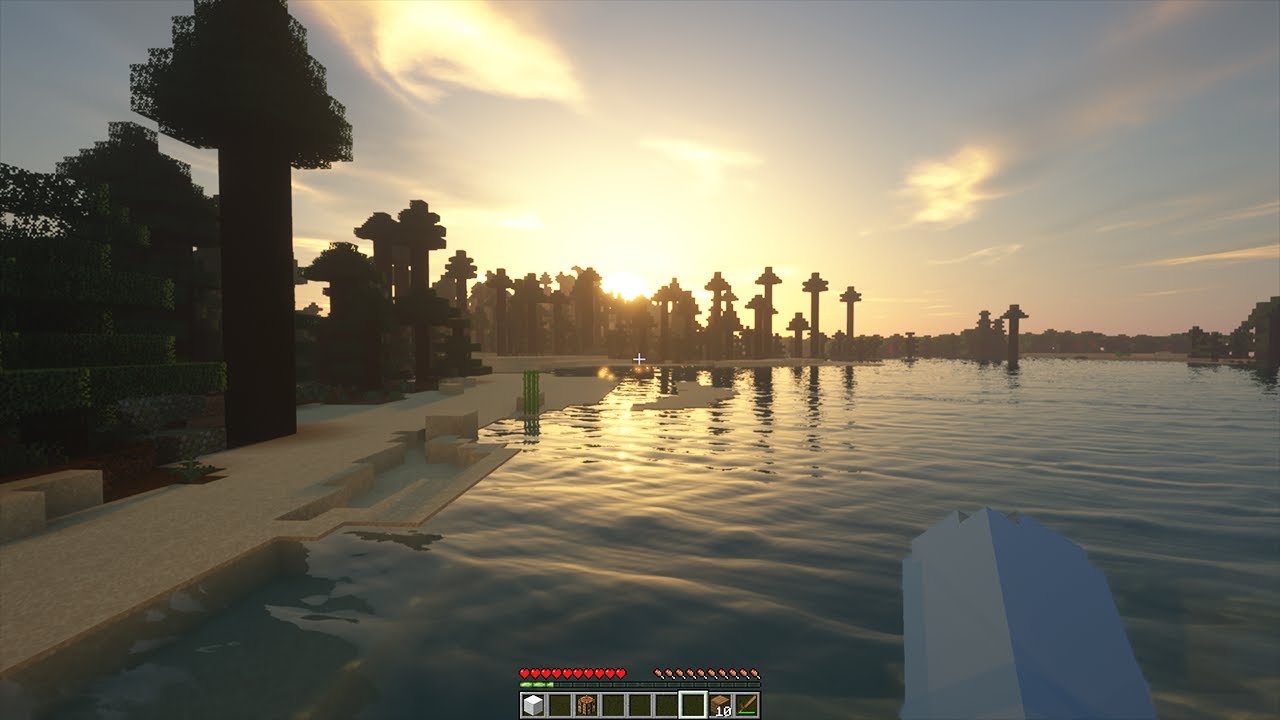 10 minutes of Relaxing Gameplay in Minecraft (sunset) - YouTube