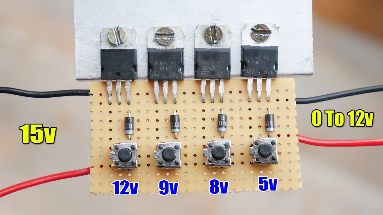 Multi Voltage Regulator Circuit 5v, 8v, 9v, 12 - YouTube