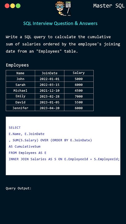 SQL Interview Question: Calculate Cumulative Salary by Joining Date ...