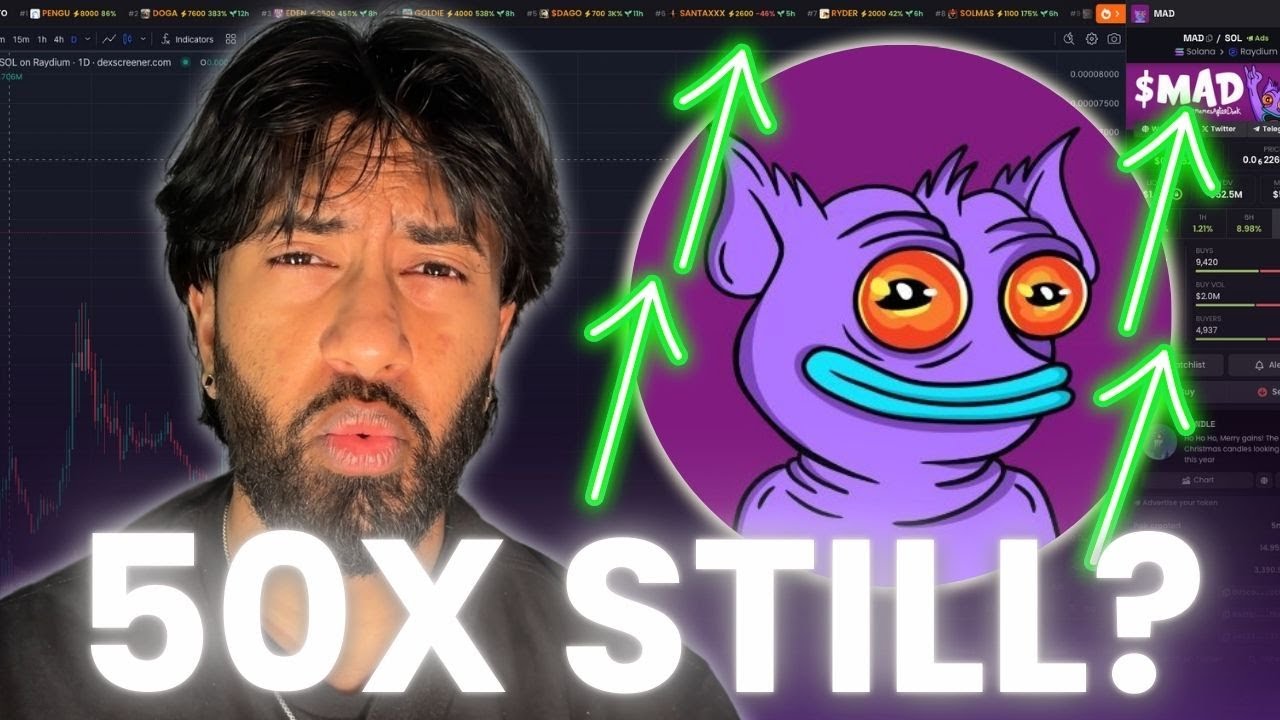 $MAD MEME COIN UP 100%?? CAN THIS DO A 50X? - YouTube