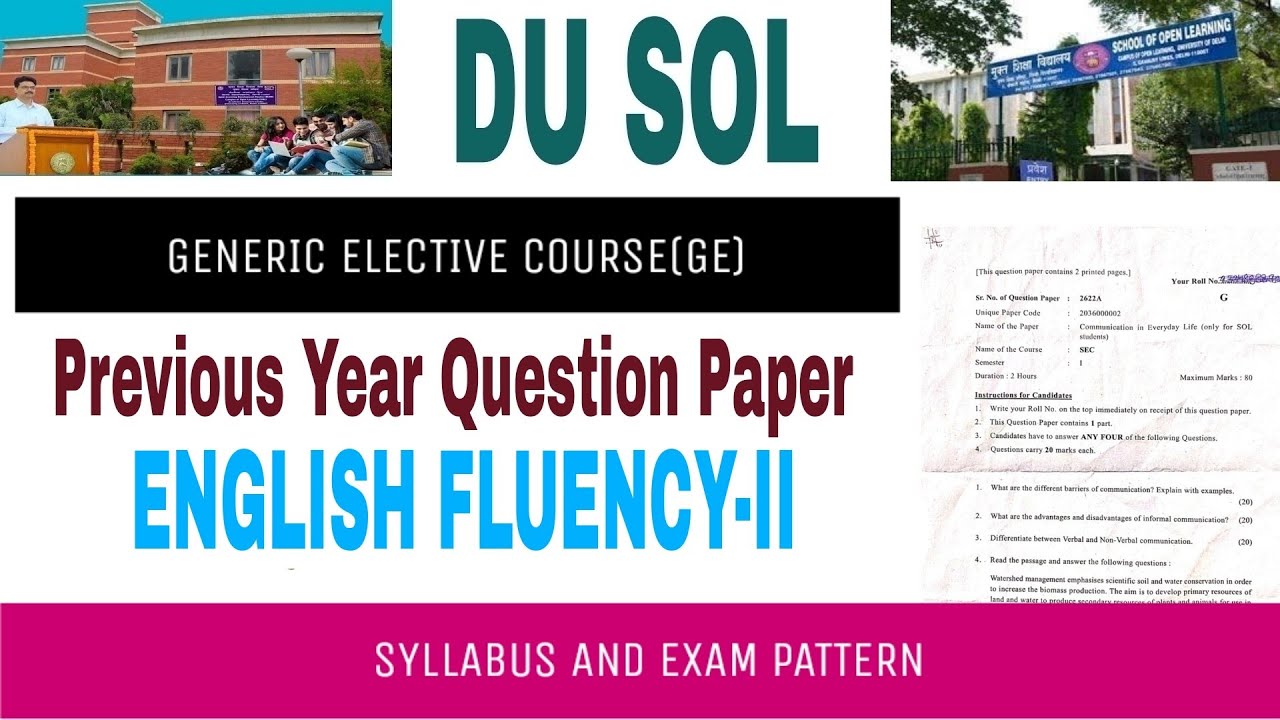 English Fluency-II DU Sol Question Paper Dec 2024 Sem-3 du sol Question ...