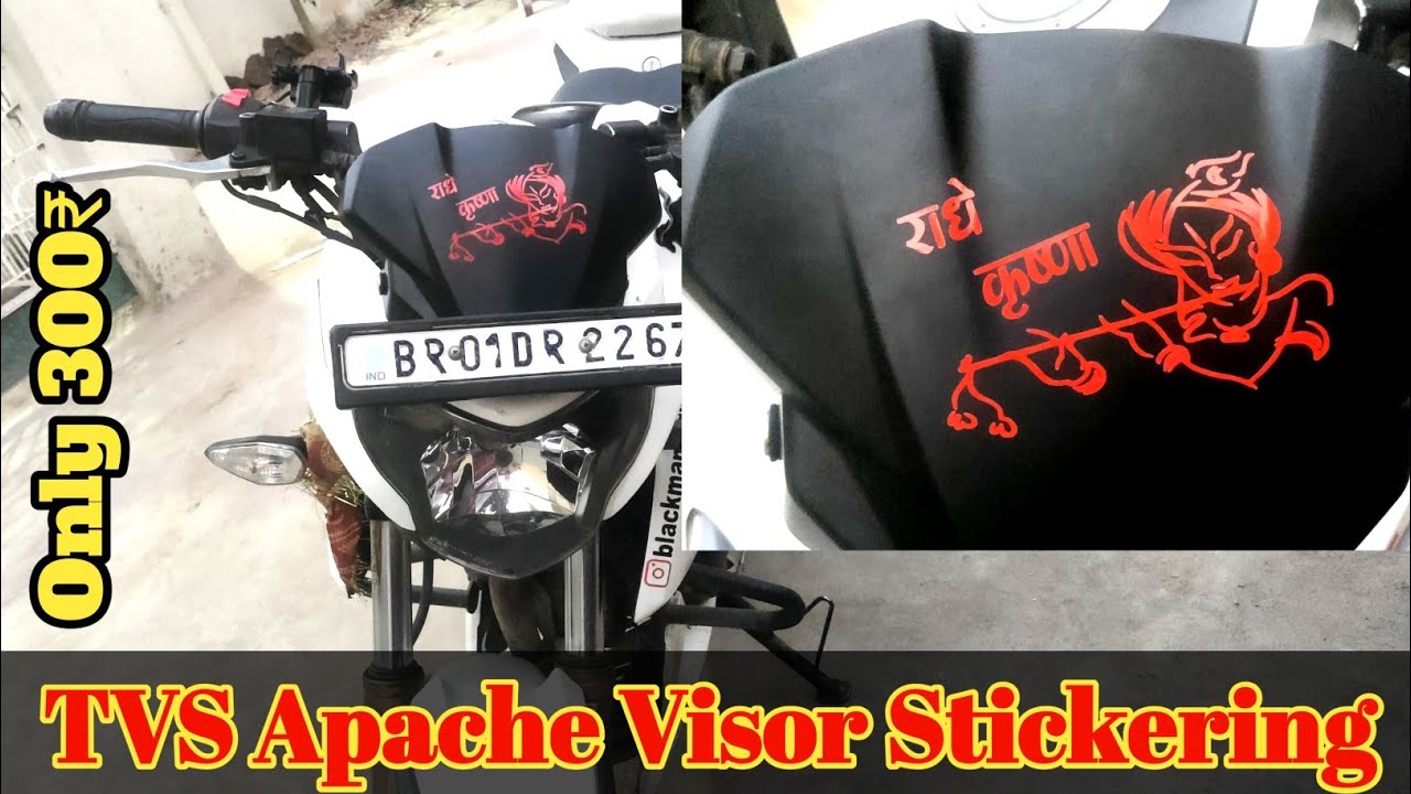 Radhe Krishna Sticker modification | Apache Visor Modification ...