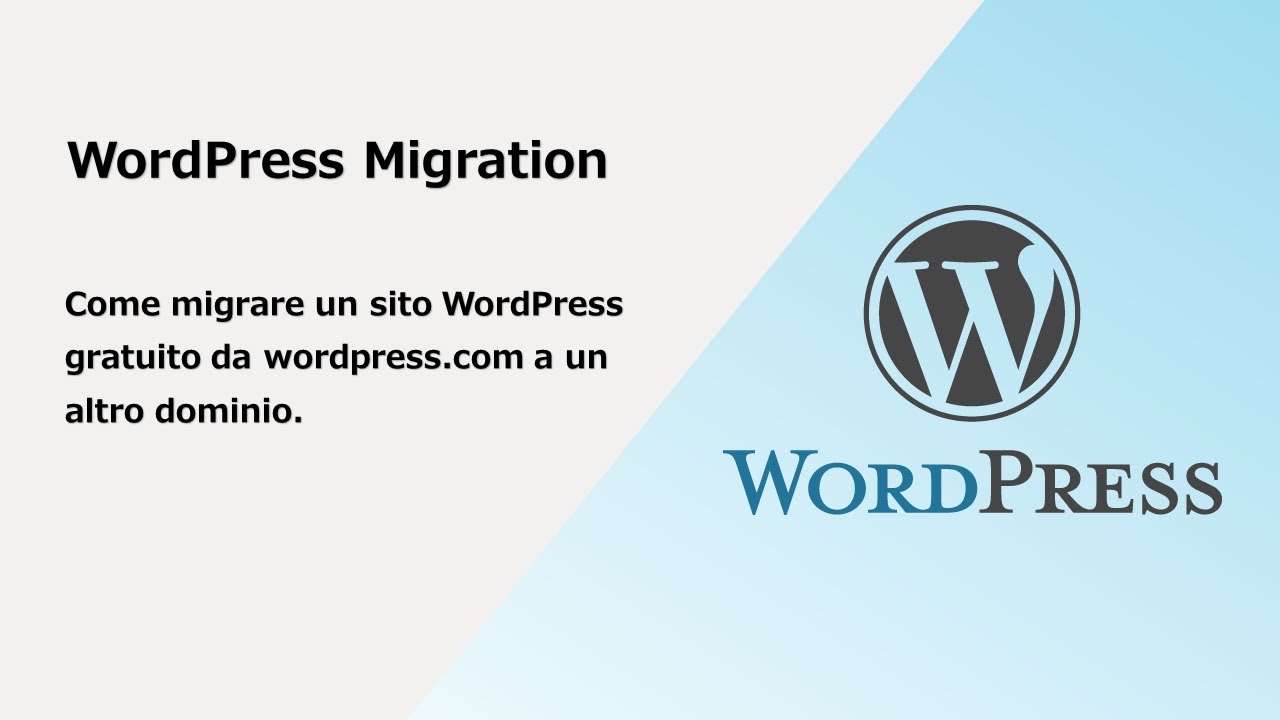 Come migrare un sito WordPress gratuito da wordpress.com al tuo dominio - YouTube