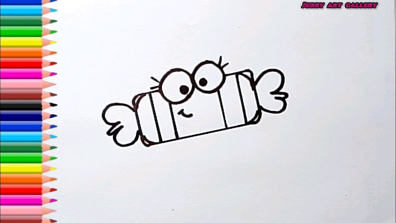 Chocolate candy toffee drawing for kids step by step 🍬 - YouTube