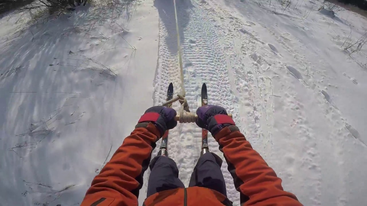 ATV Skijoring on the Trails With Downhill Skis- GoPro Footage! - YouTube