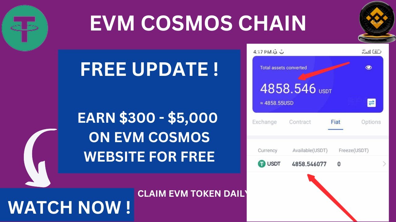 Earn $300 - $5,000 For Free On EVM COSMOS Update || Claim EVM Token Daily || VIP 6 - YouTube