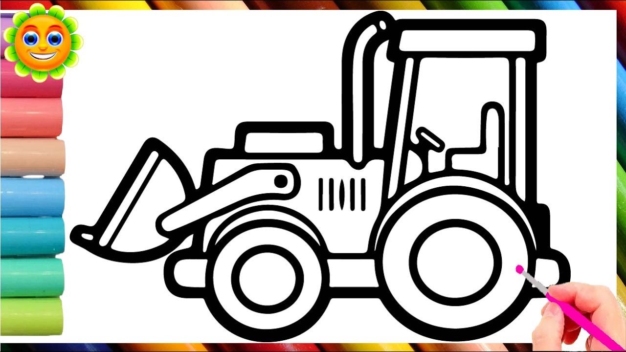 JCB Tractor Drawing, Painting, Coloring for Kids and Toddlers . How to ...