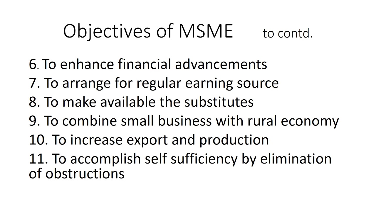 ED- Objectives of MSME - YouTube