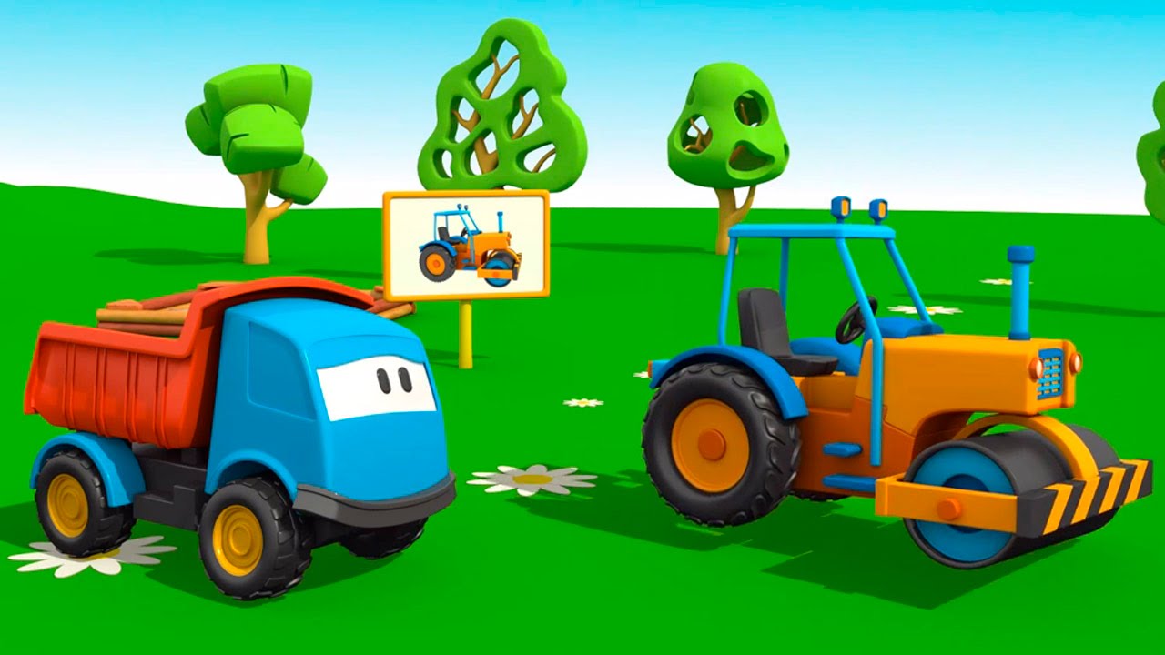 Leo der Lastwagen und die Walze! Lernanimationen für kinder - YouTube
