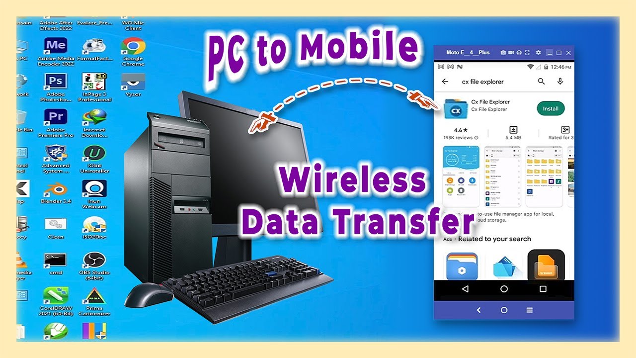 pc to mobile file transfer without cable Cx File Explorer - YouTube