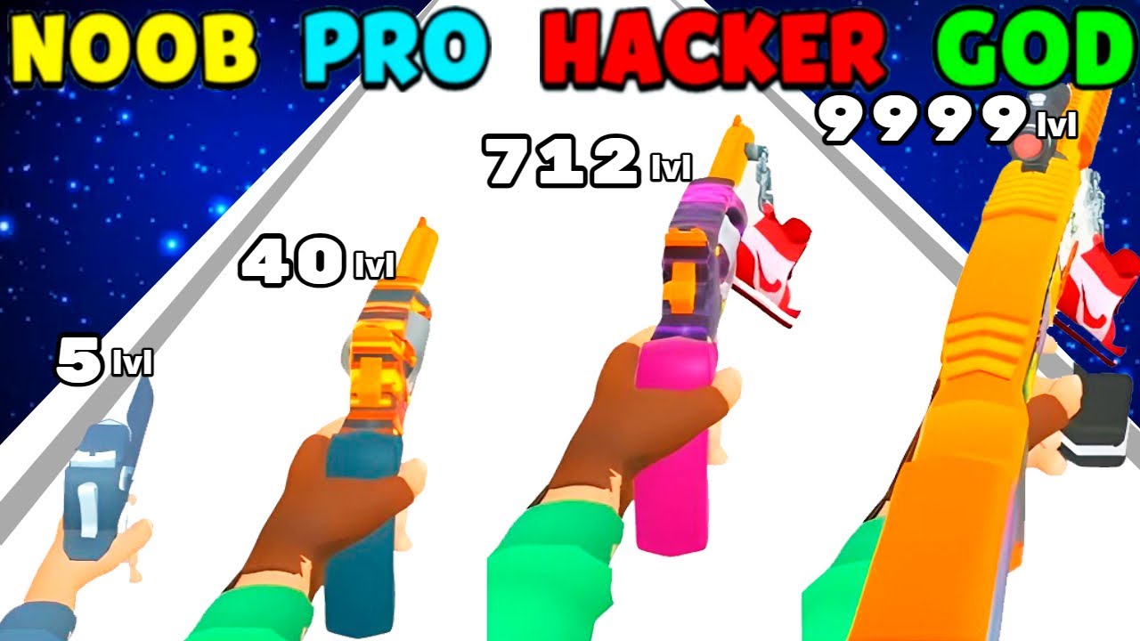 NOOB vs PRO vs HACKER vs GOD in Gun Collect March - YouTube