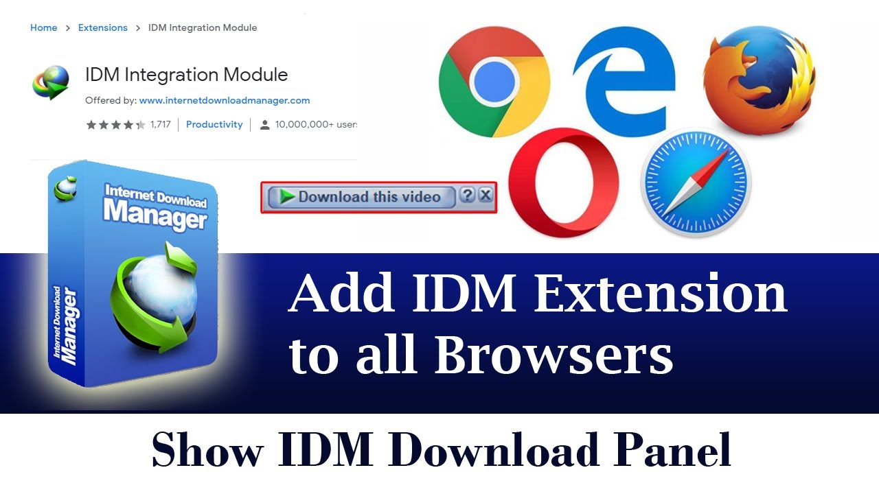 Add IDM Extension in Browser | Show IDM Download Panel in YouTube | IDM ...