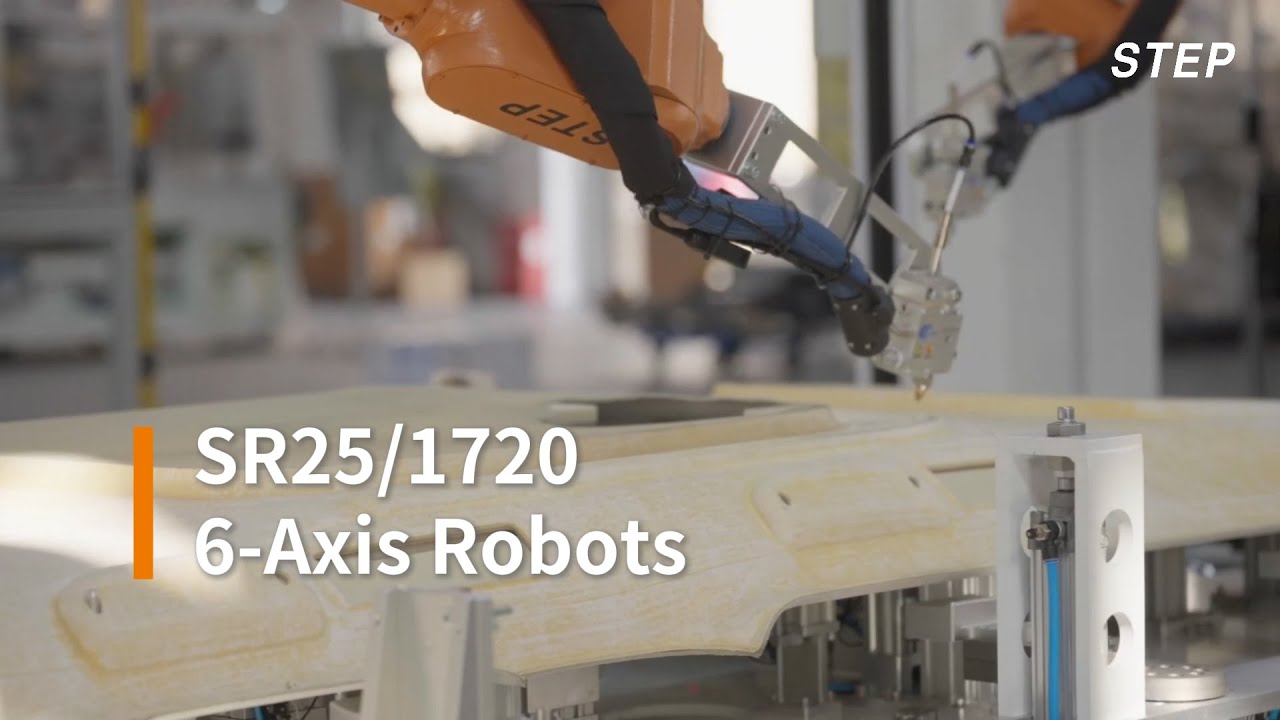 STEP Robots Dispensing Glue on Automotive Headliner - YouTube