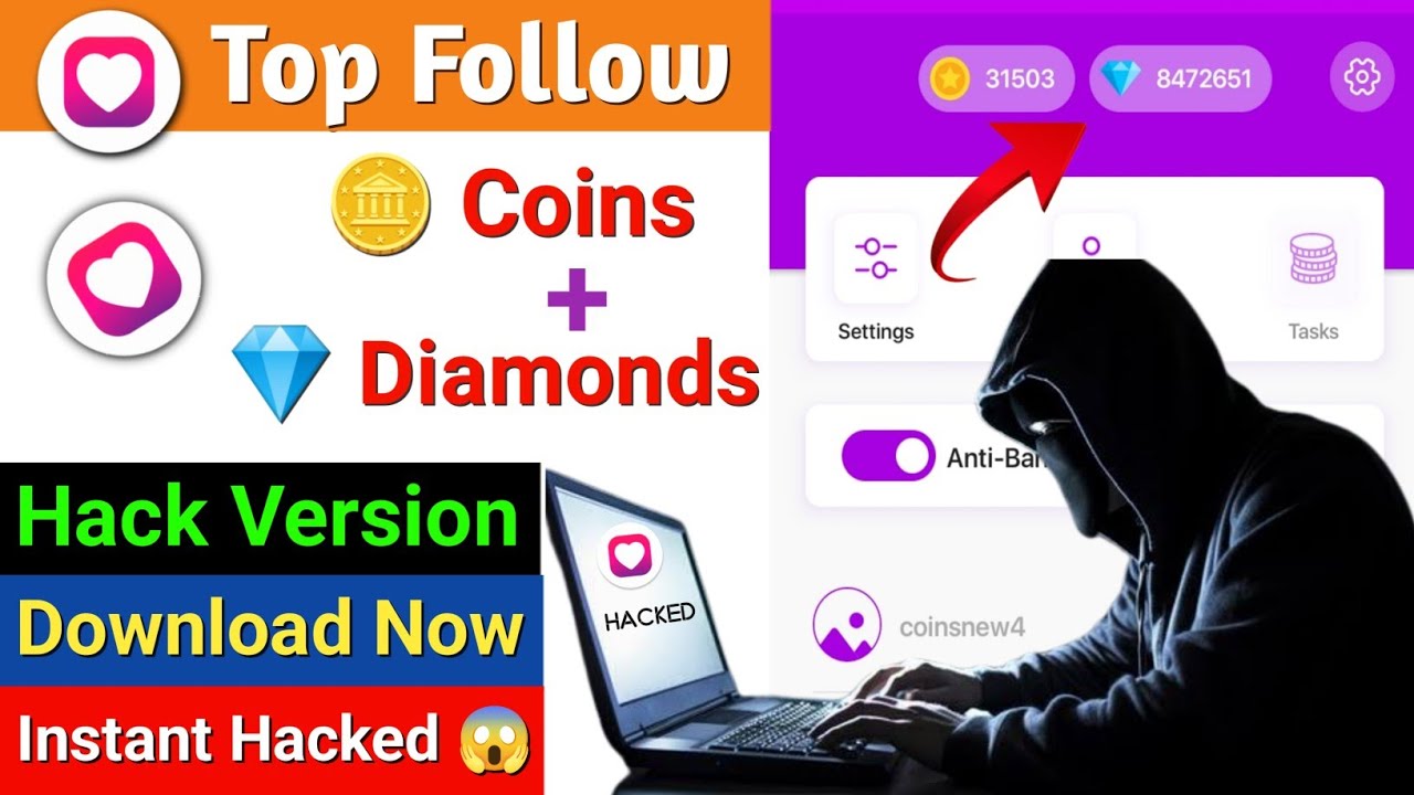 Top follow app unlimited coins 2026 😲 | Top follow hack version apk ...