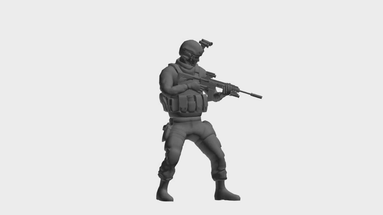 Animation 3ds Max - Locomotion Rifle Gun Down to Idle Position - YouTube