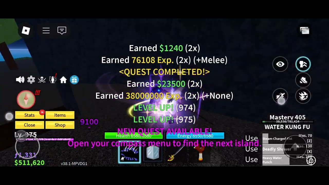 Pushing my lvl to 1000 in blox fruit with 2 of 2xp for 30mins and 2xp ...