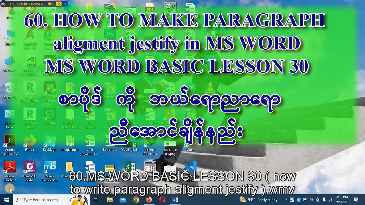 60 MS WORD BASIC LESSON 30 how to write paragraph aligment jestify ...