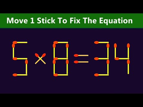 Move One Stick to Fix The Equation Correct - Matchstick Puzzle - YouTube