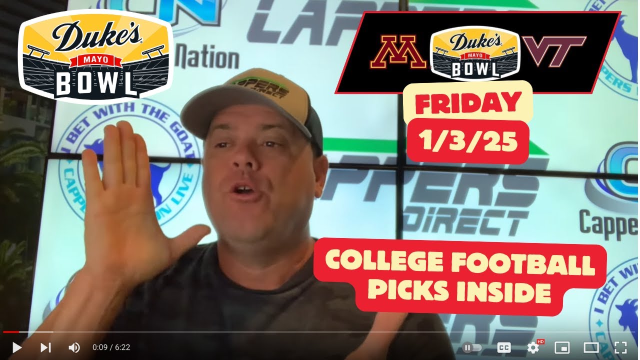 Minnesota vs Virginia Tech Duke Mayo Bowl 1/3/25 College Football Bowl ...