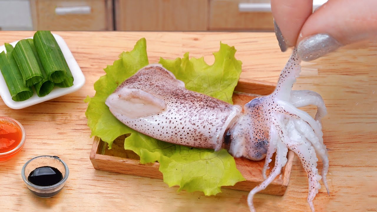 Yummy Miniature Stuffed Squid | ASMR Cooking Tiny Food - YouTube
