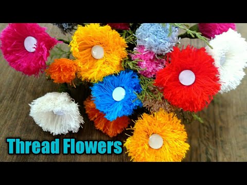 Embroidery thread flowers | Awesome flower making idea with thread ...