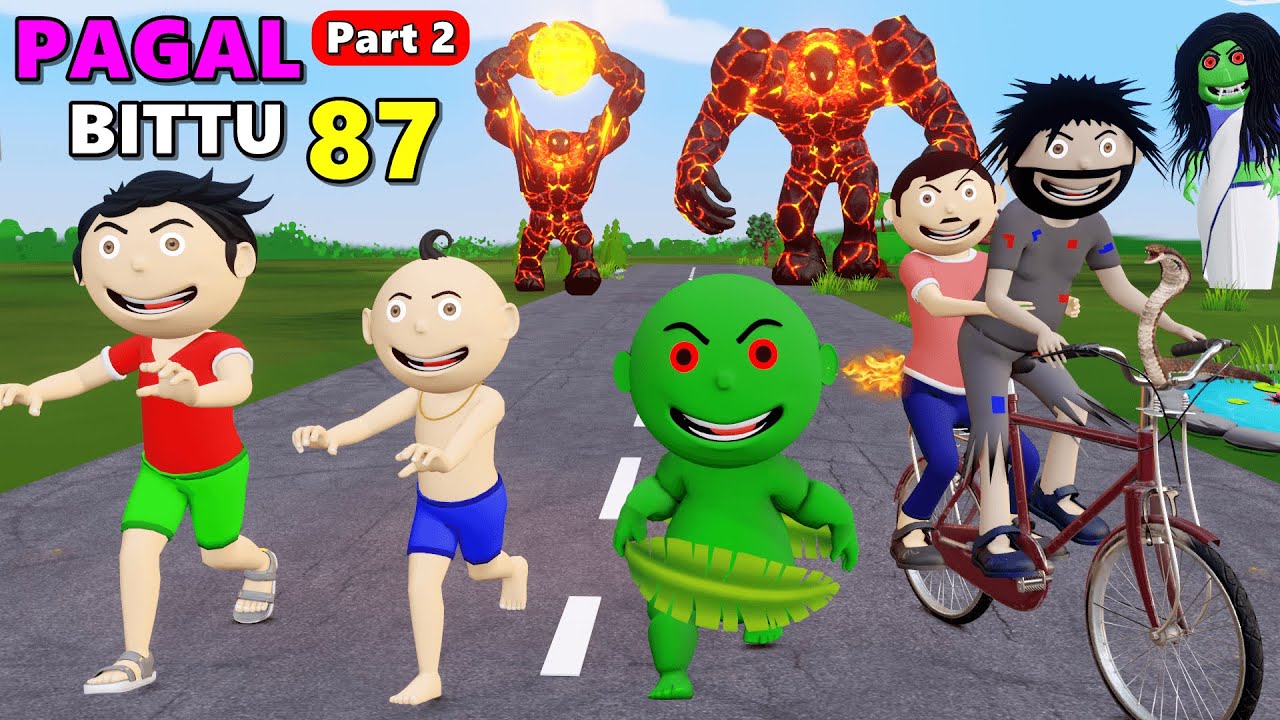 Pagal Bittu Sittu 87 | Lava Monster Wala Cartoon | Bittu Sittu Toons ...