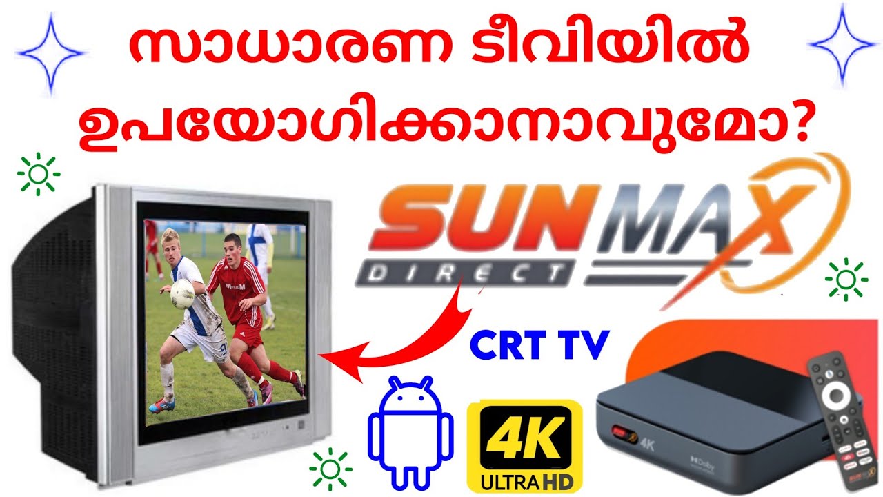 sun direct 4k set top box setting in crt tv malayalam | sun max 4k set ...