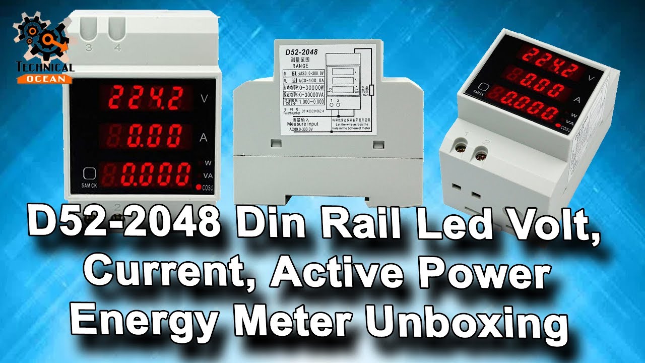 Energy meter D52-2048 Din rail LED Volt,current,Active Power meter ...