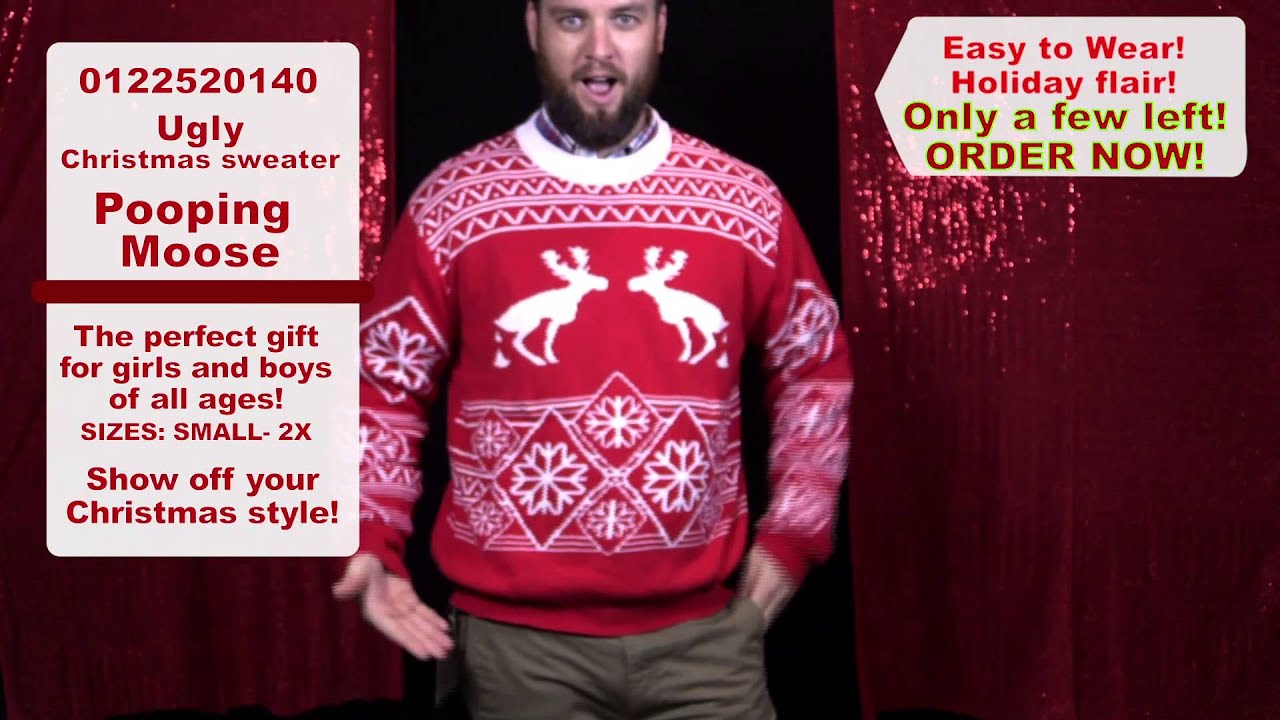 Pooping Moose! Ugly Christmas Sweater | Stupid.com - YouTube