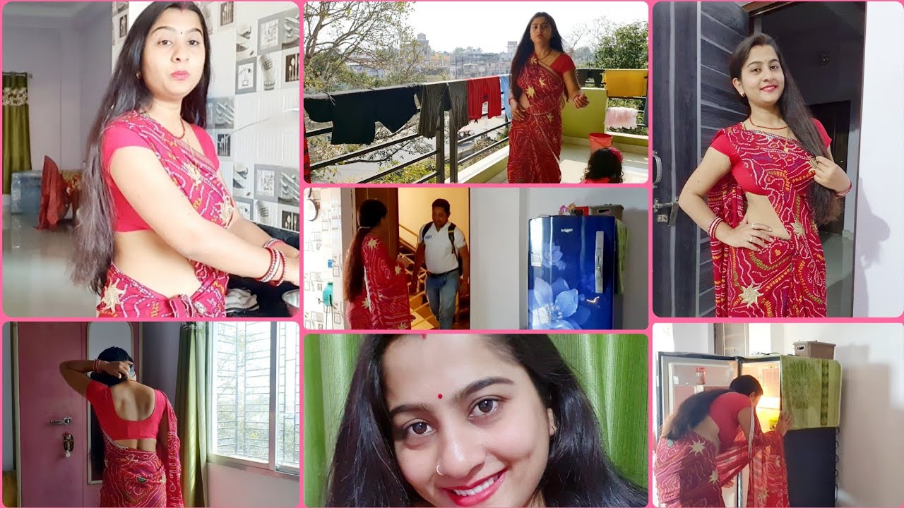 Saree Vlog - 5🦋 | Full Day Saree vlog Morning To Night | Indian House ...