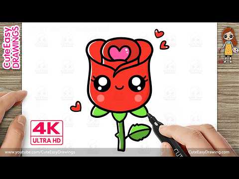 How to Draw a Cute Rose Flower | Easy Step-by-Step Drawing for Kids