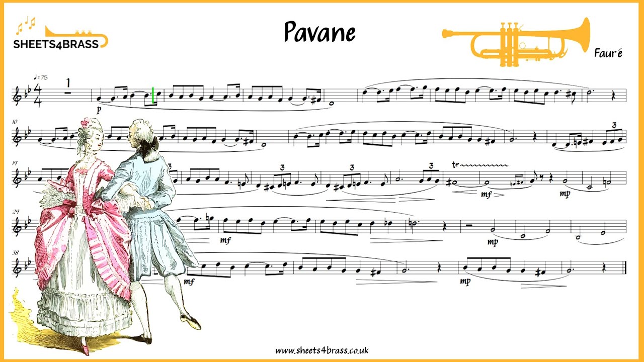 Pavane - Trumpet Solo with Sheet Music and Play Along - YouTube