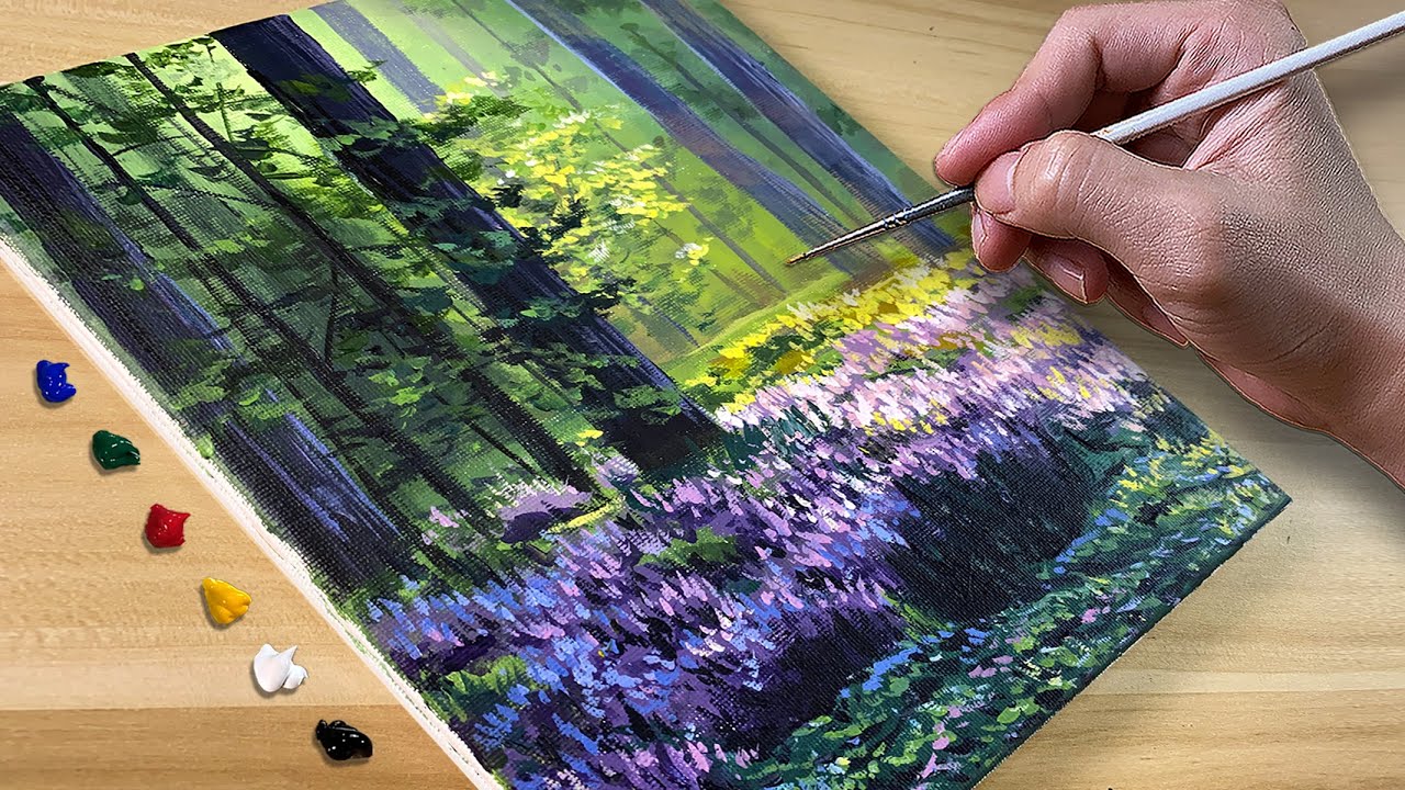 Painting Lavender Forest / Acrylic Painting / Correa Art - YouTube