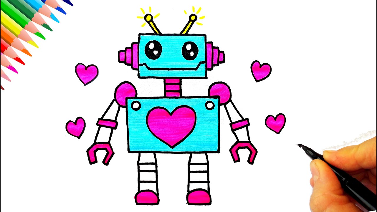 Robot Çizimi 🤖 Robot Resmi Nasıl Çizilir? Kolay Robot Çizimi - How To ...