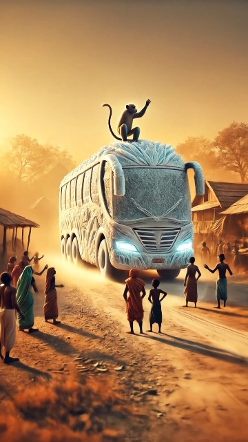 "Grandma and Monkey Built a Snow Bus, Bear Burned It Down 😭🔥 #AI #Ice # ...