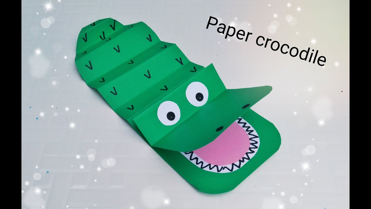 Paper crocodile with moving jaws. Easy paper craft. Fun craft for kids ...