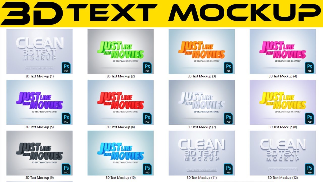3D Text Effect Mockup Download In PSD Files |English| |Photoshop ...