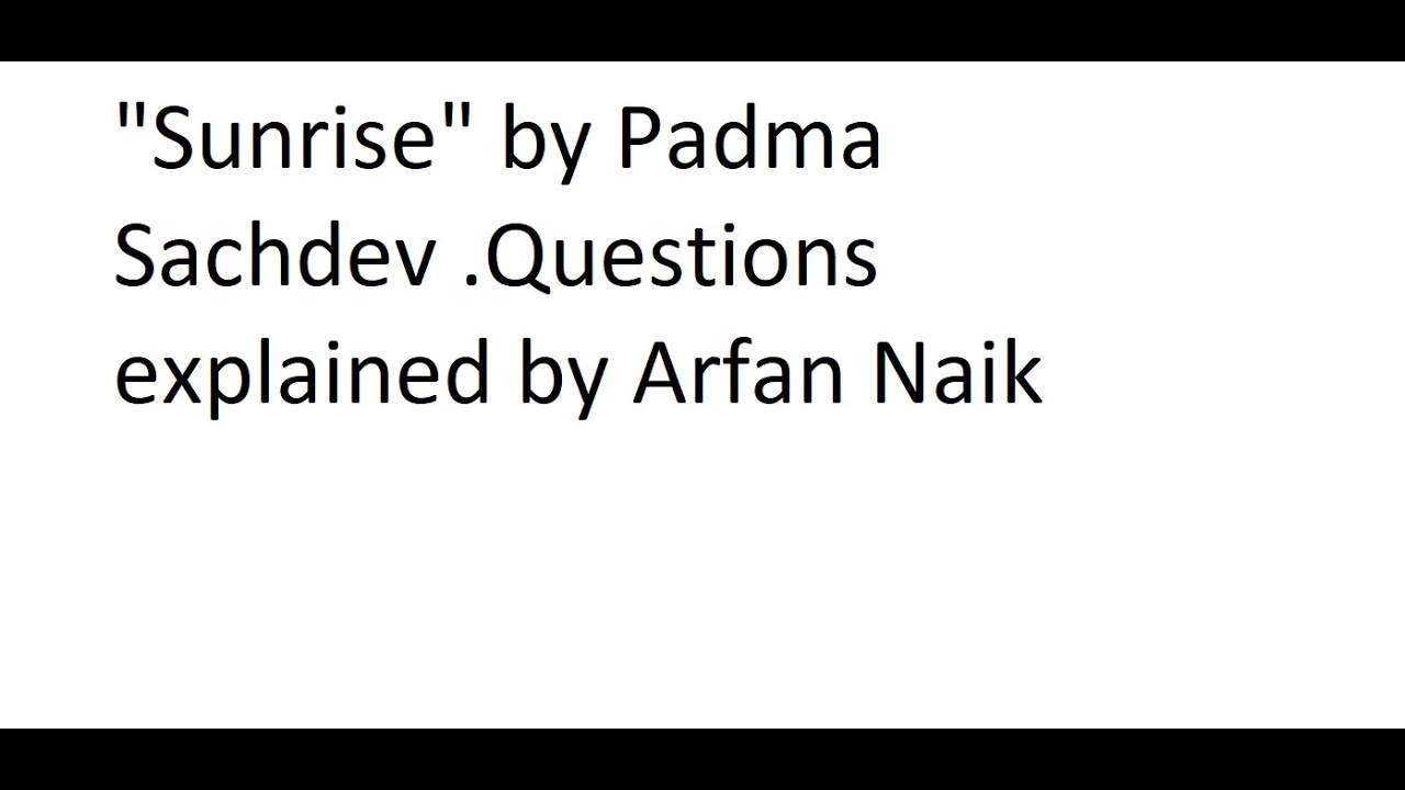 "Sunrise" by Padma sachdev Questions in Hindi and Urdu Jkbose twelfth ...