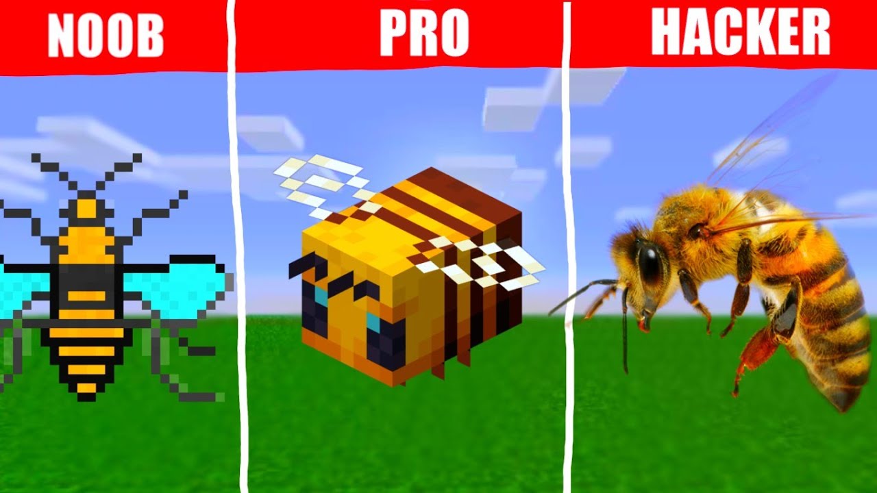 Pixel Art (NOOB vs PRO vs HACKER) Bee in Minecraft - YouTube