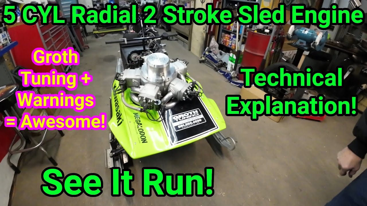 5 Cylinder Radial Two Stroke Snowmobile Engine Runs! Vintage Race ...