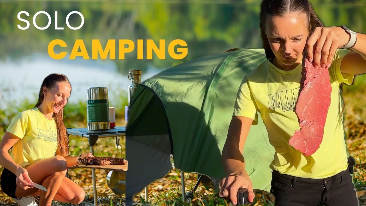 Solo Camping in the Wonderful American forest / cooking meat ! - YouTube