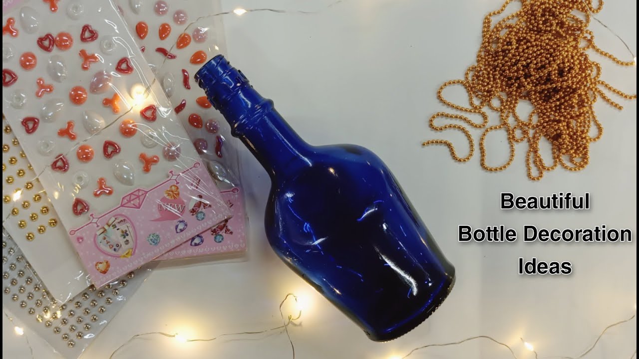 Glass Bottle Art | Half Pearls Beads Bottle Design | Craft Ideas - YouTube