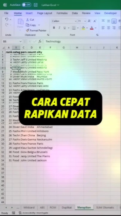 Cara Cepat Rapiin Data Excel 2025 #shorts #fyp #belajarexcel #exceltips #exceltricks # ...