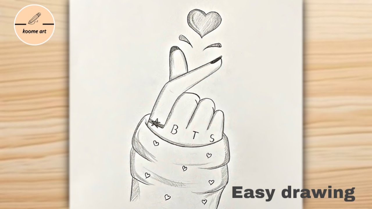 BTS DRAWING | Tumblr Korean Finger Heart Drawing | BTS hands - YouTube