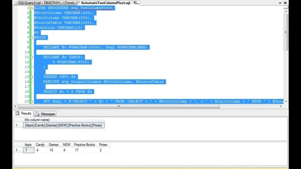 TSQL: How To Automate A Two-To-Many-Column Pivot Table - YouTube