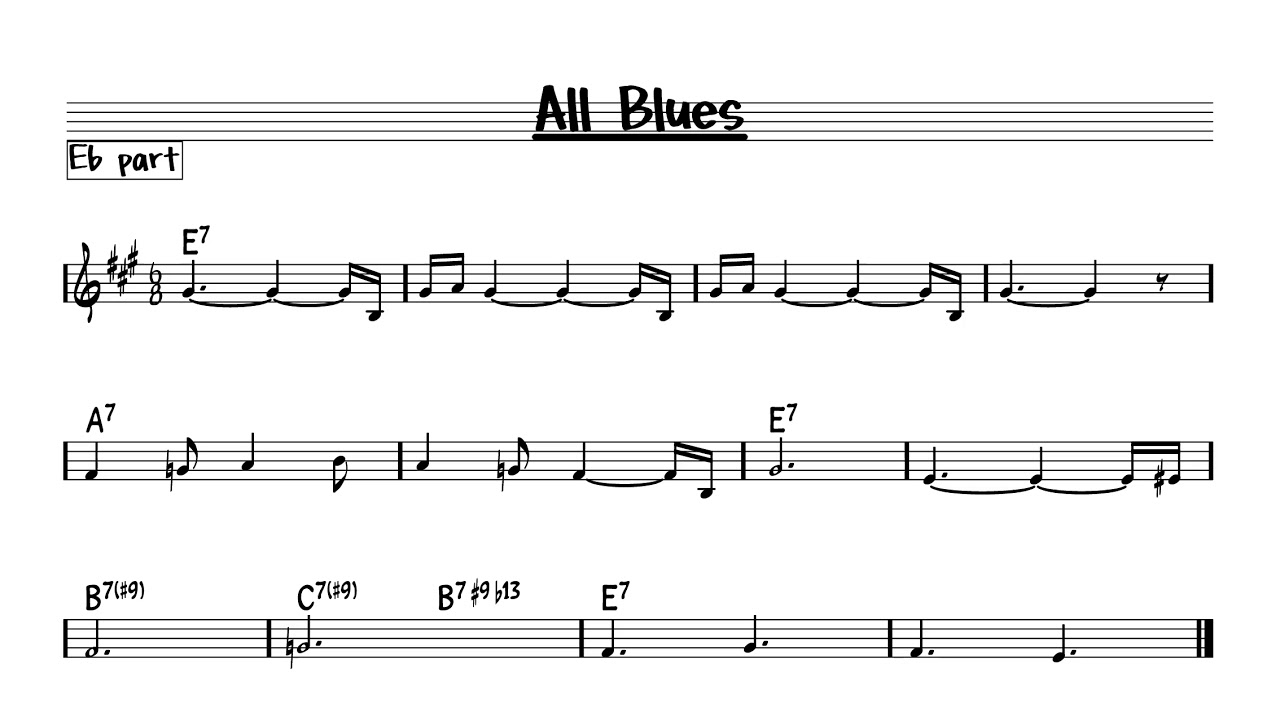 All Blues - Play along - Eb version - YouTube