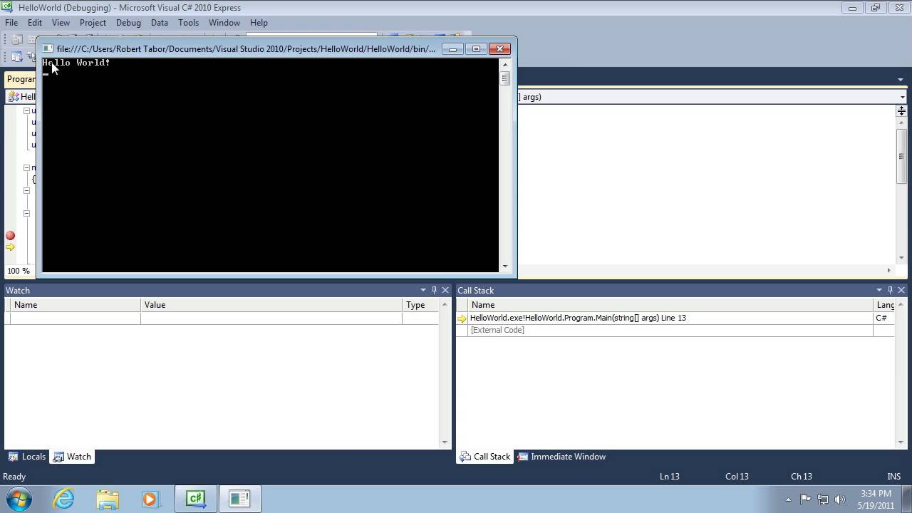 Quick Overview of the Visual C# Express Edition IDE - 04 - YouTube