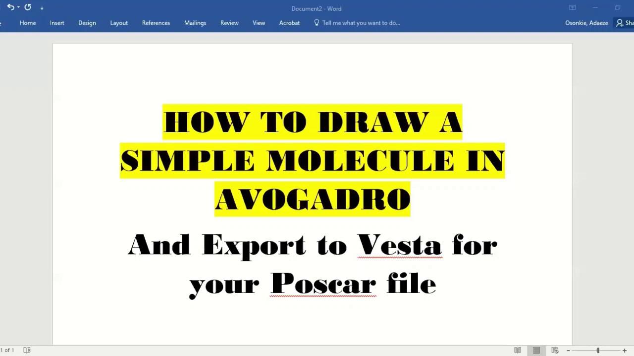 How to draw a small molecule in Avogadro and export to VESTA for POSCAR ...
