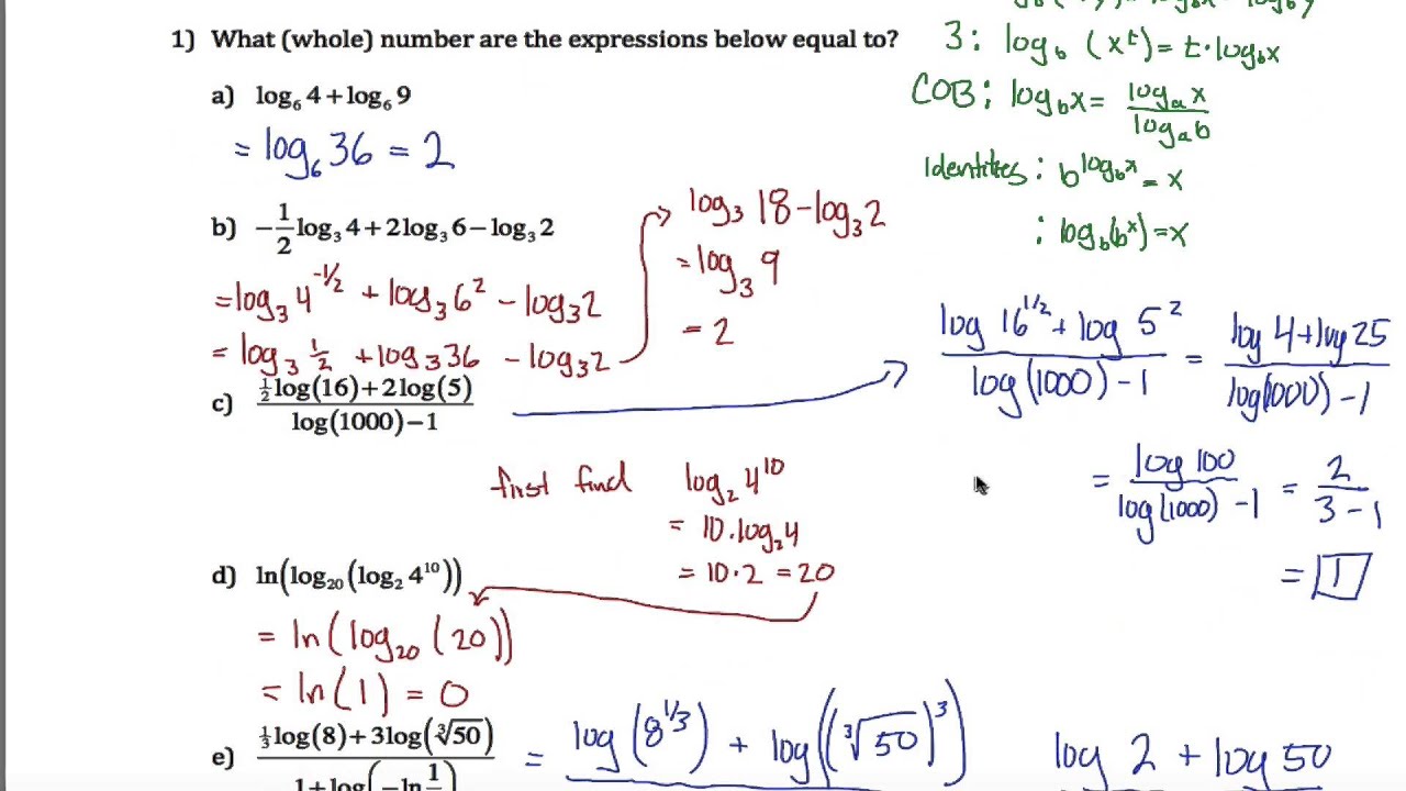 Log Worksheet - Page 1 - YouTube
